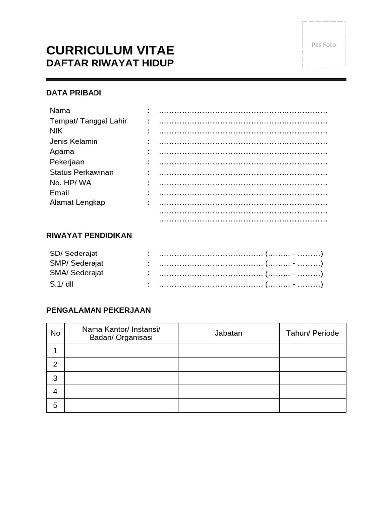 Daftar Riwayat Hidup (CV) | PDF