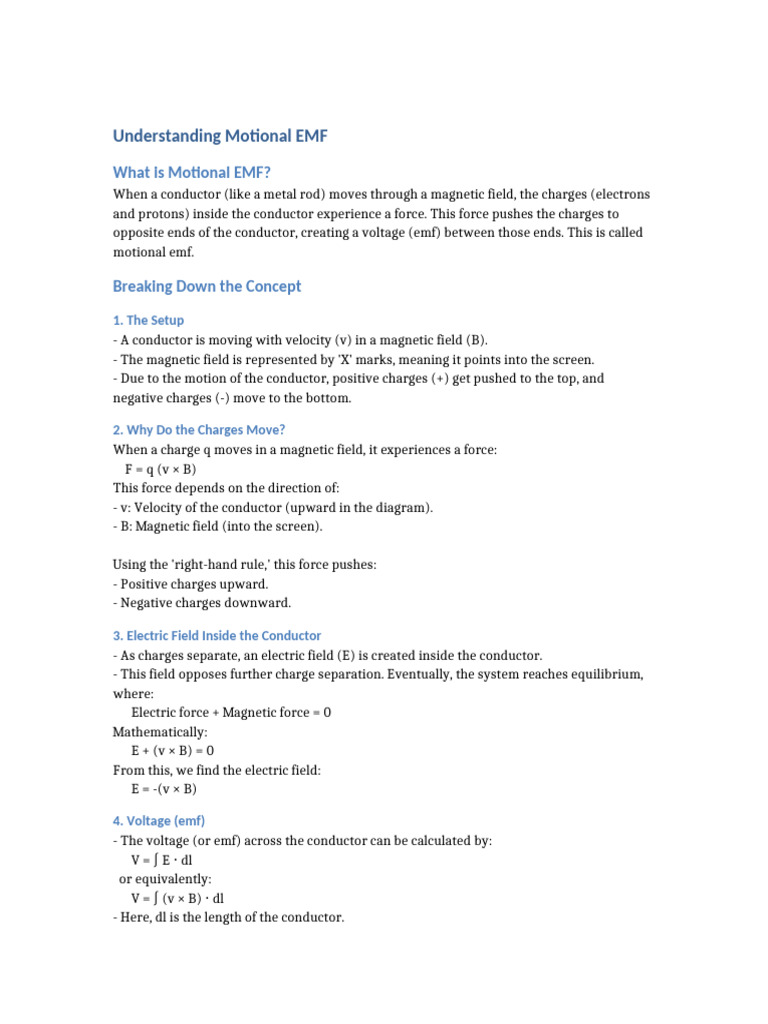 Motional EMF Explanation | PDF