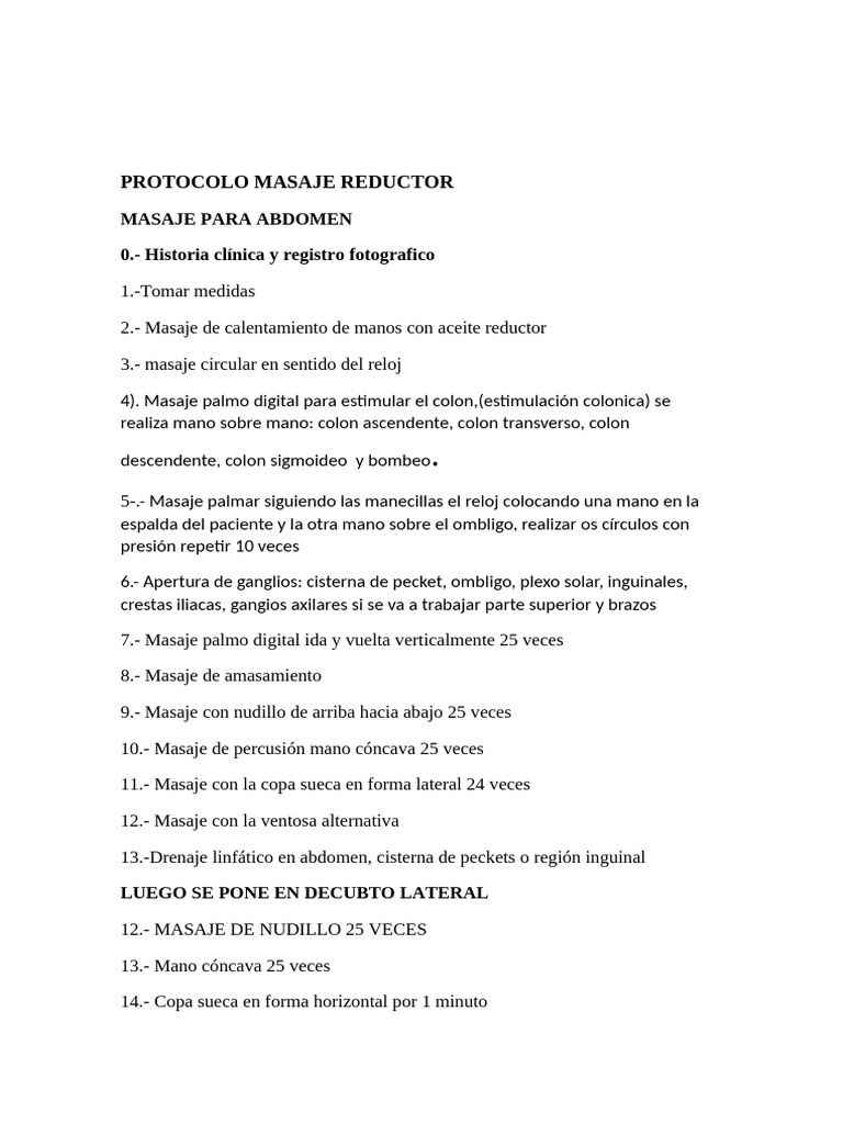 Protocolo Masaje Reductor | PDF