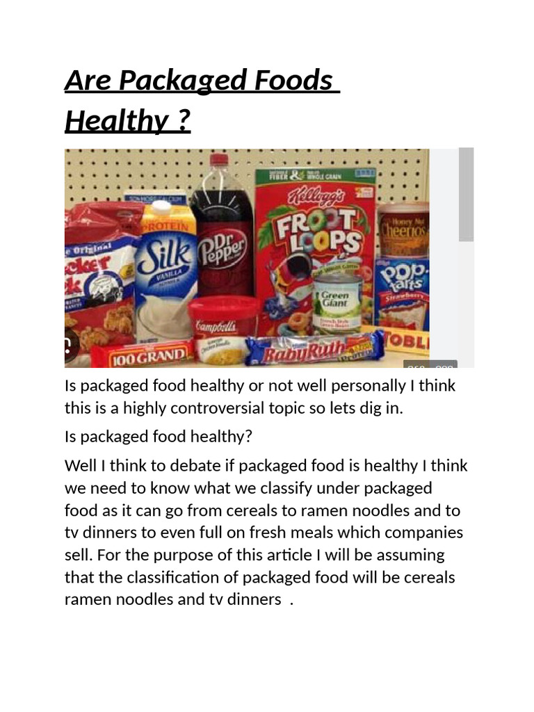 Packaged Foods: Health Debate | PDF