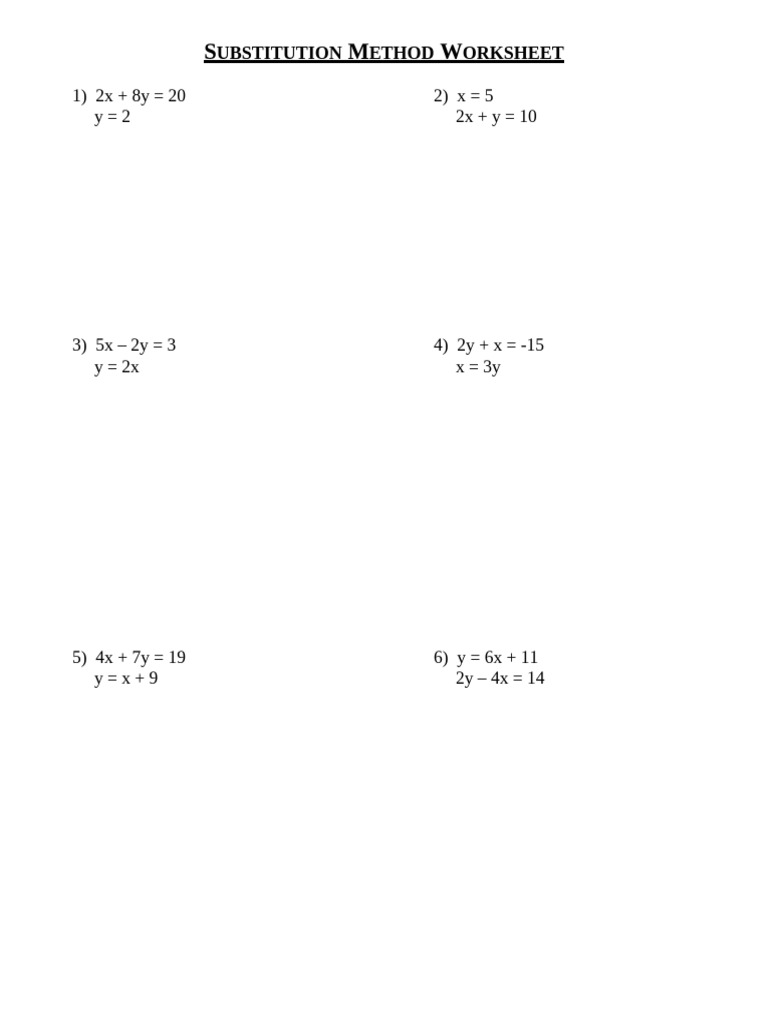 Algebra Substitution Practice | PDF