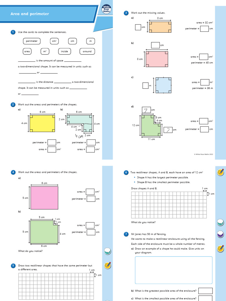 WO2 Area and Perimeter | PDF | Area | Metrology