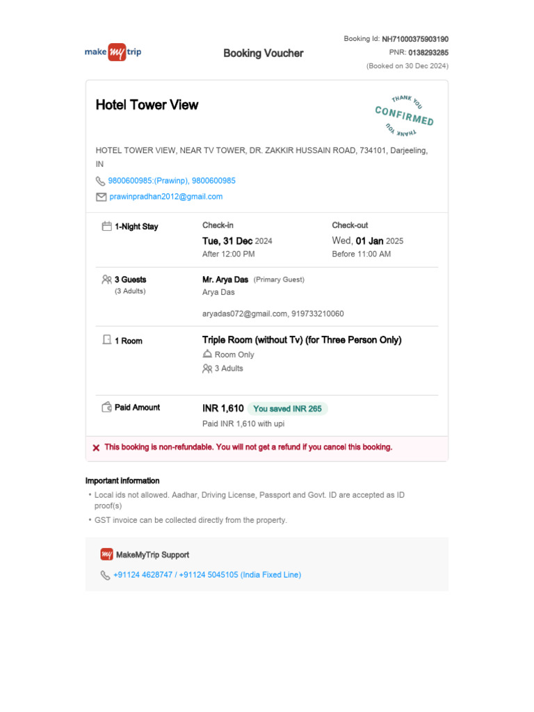 Booking Confirmation Voucher | PDF