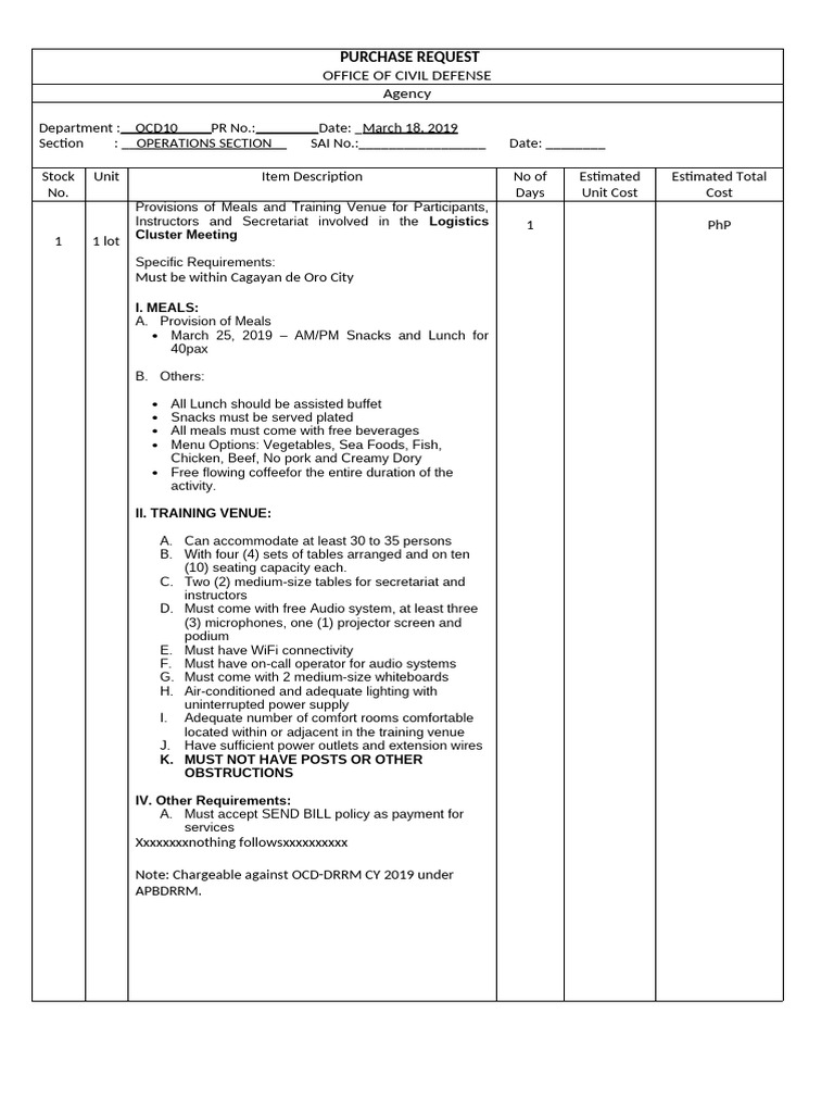 PR Logistics Cluster Meeting | PDF | Foods | Cuisine