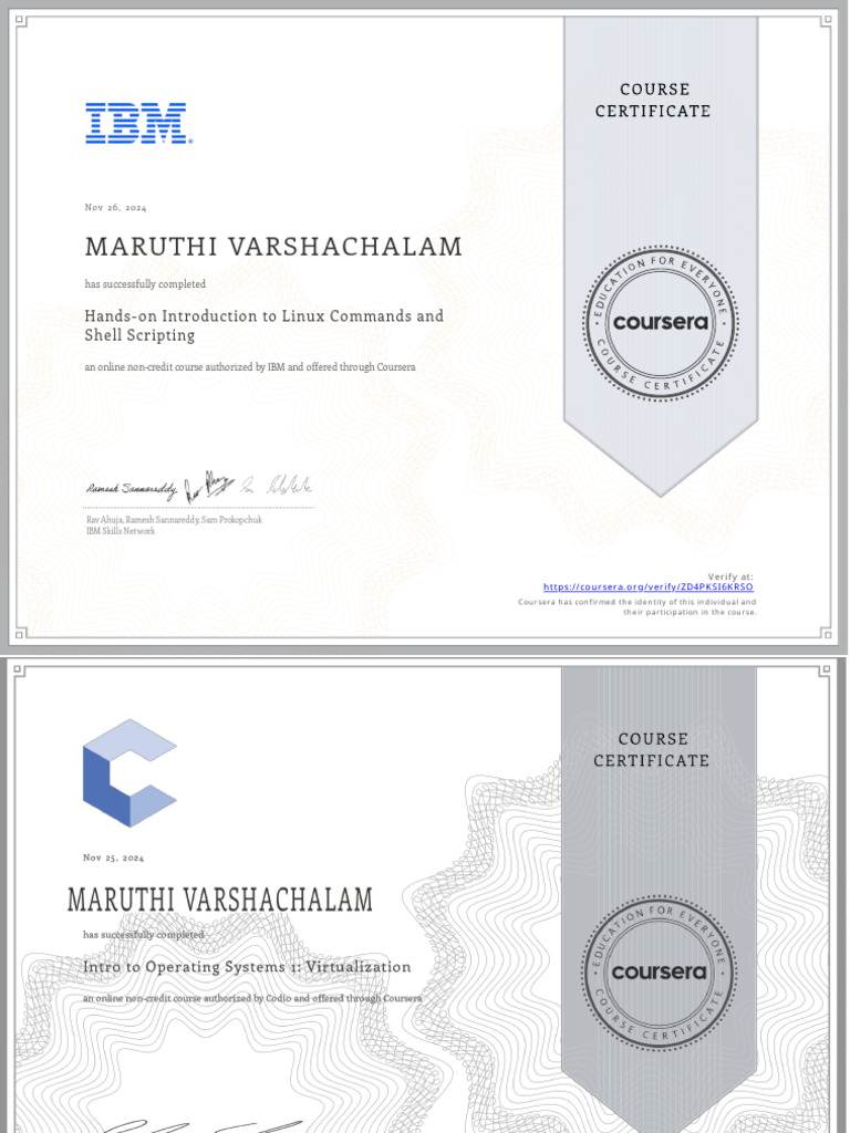 Linux Commands & Shell Scripting Course Completion | PDF