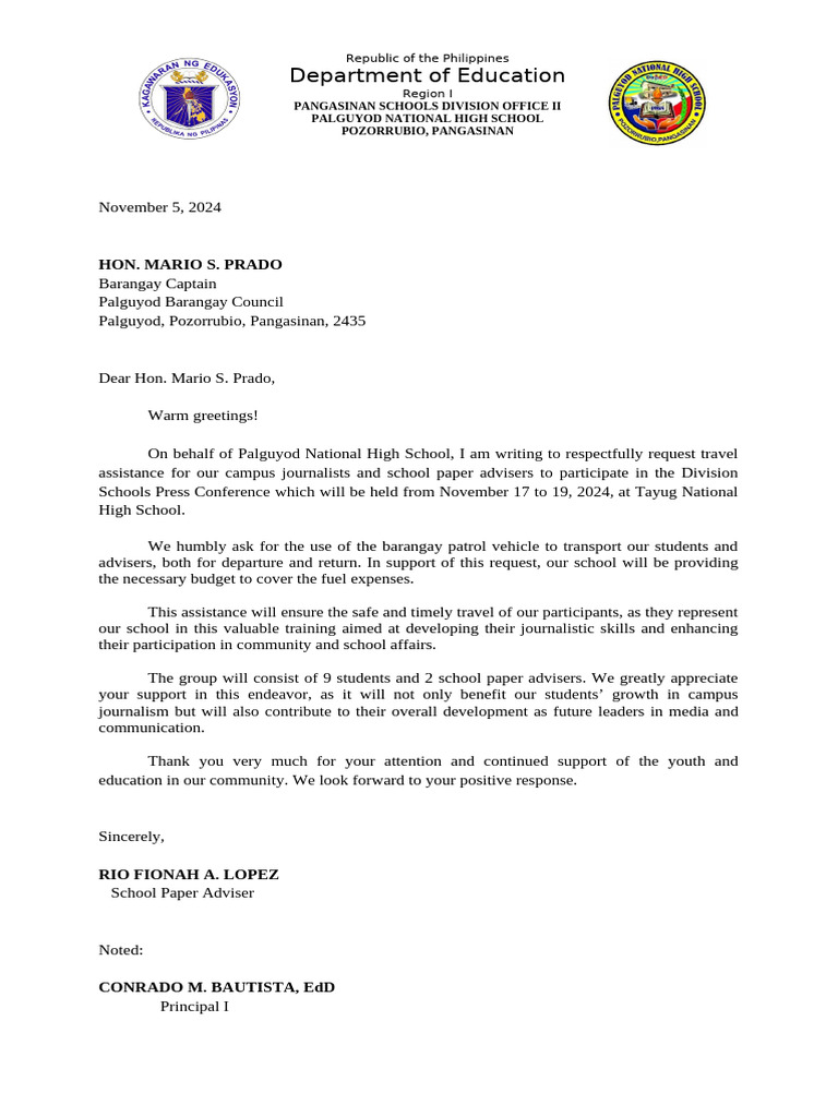 Request for Travel Assistance for Students | PDF