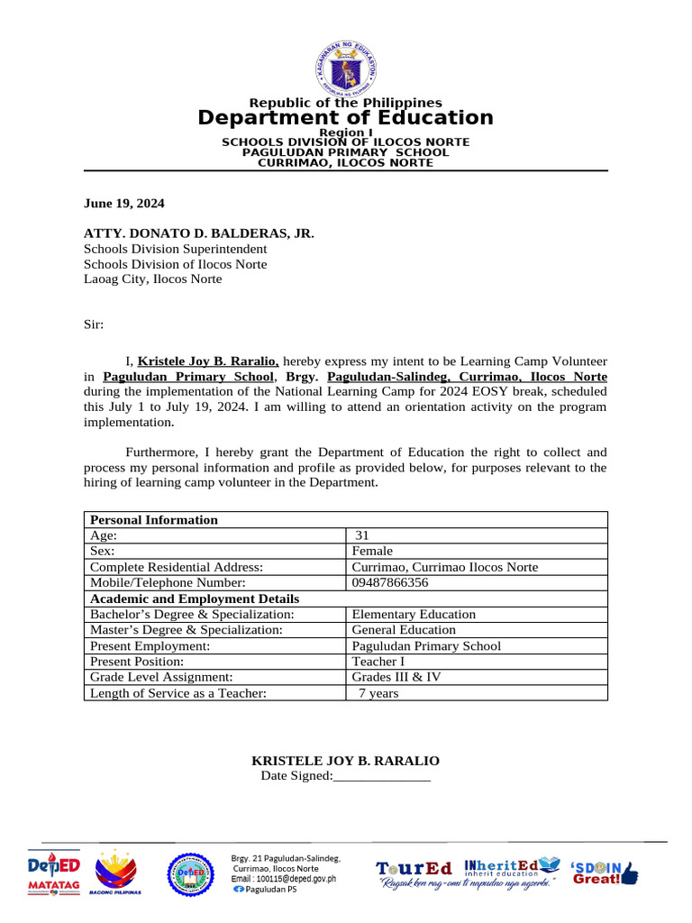 Letter of Intent NLC-Kristele | PDF