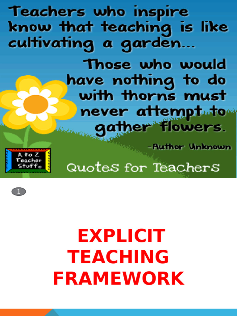 Explicit Teaching Framework Overview | PDF | Teachers | Learning