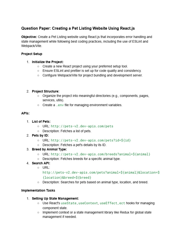 Pet Listing Website with React.js Guide | PDF | Software | Systems Architecture
