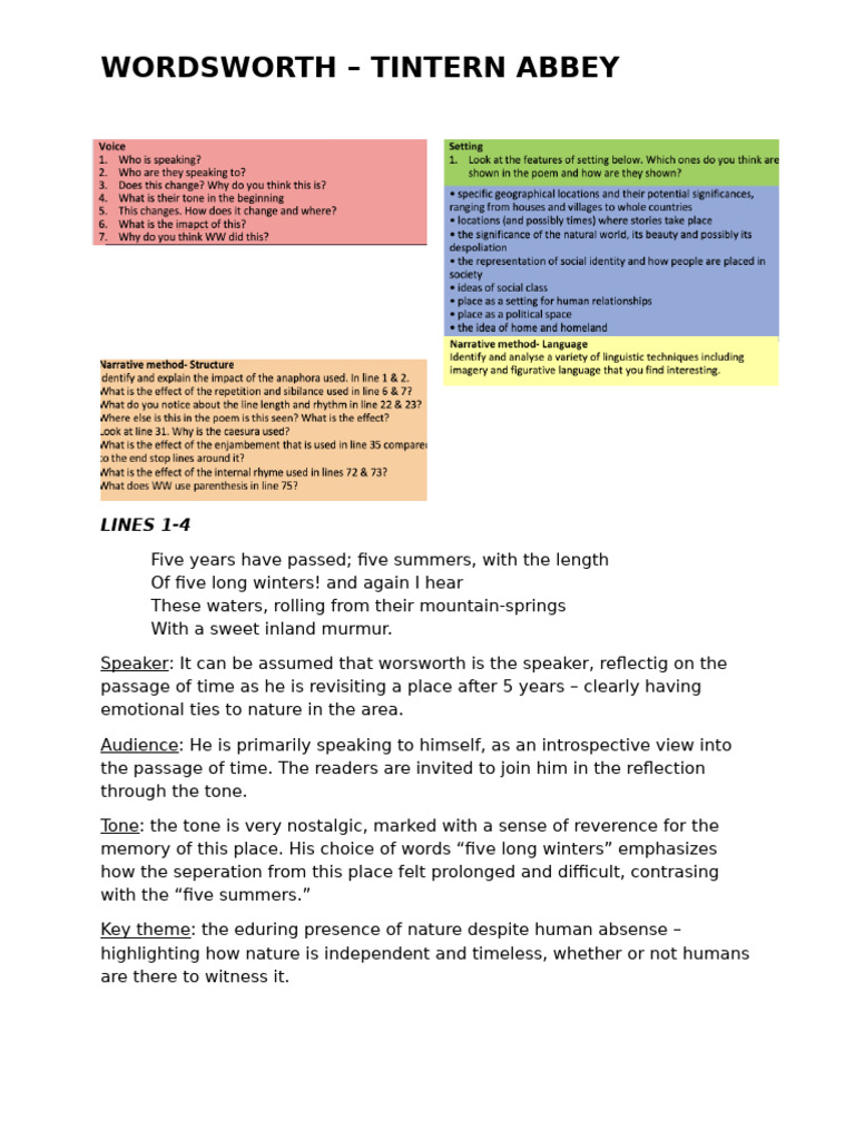 Wordsworth's Nostalgic Reflection in Tintern Abbey | PDF | Landscape | William Wordsworth