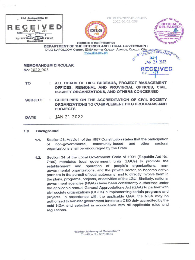 DILG Memorandum Circular No 2022-005 | PDF