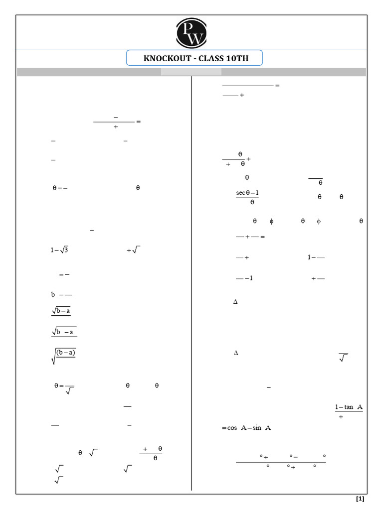 Trigonometry Practice Sheet for Class 10 | PDF | Elementary Mathematics ...