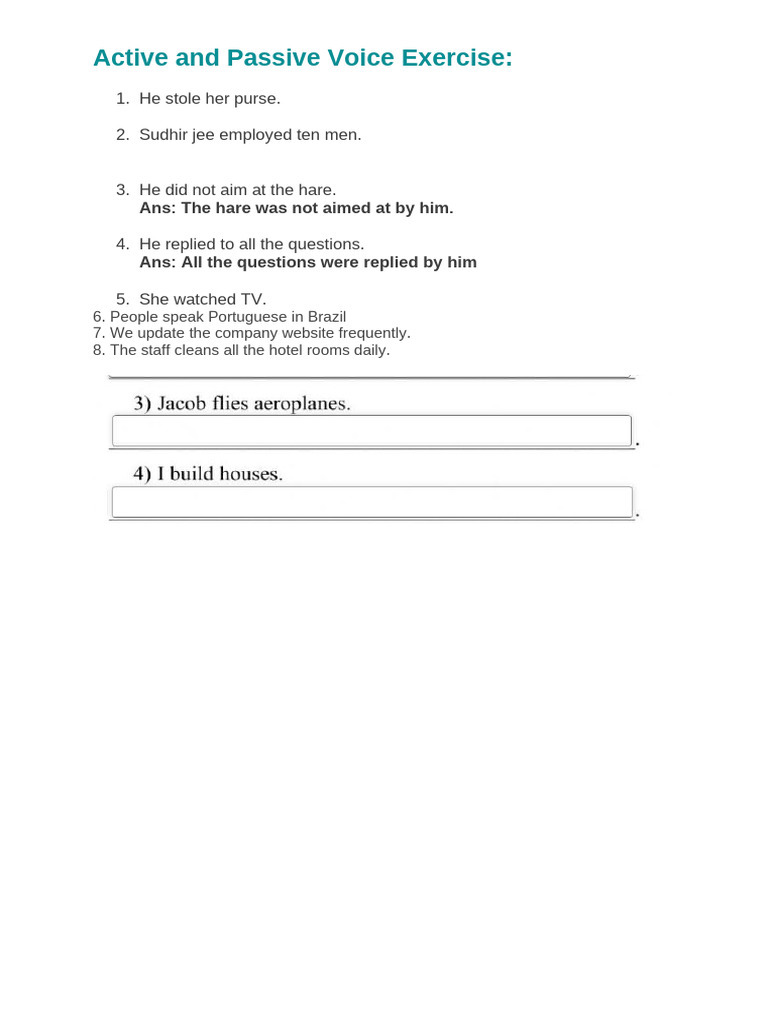 Simple Past Active and Passive Voice Exercises | PDF
