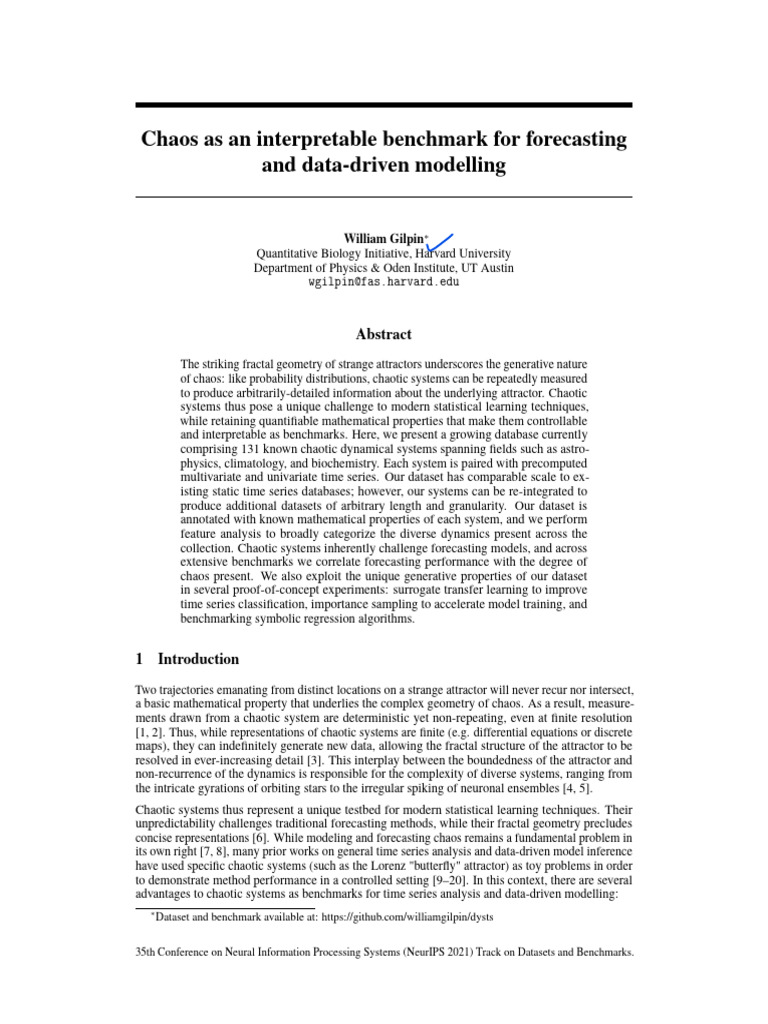 Chaotic Systems Forecasting Dataset | PDF | Chaos Theory | Time Series