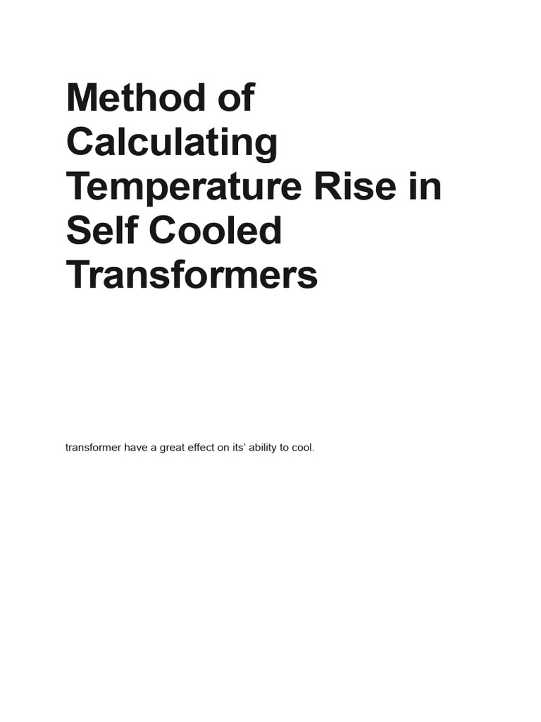 Temperature Rise Calculation in Transformers | PDF | Thermal Conduction ...