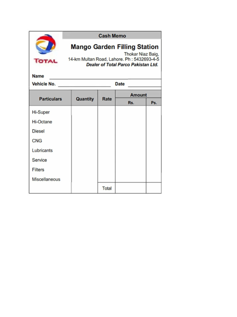 Cash Memo | PDF