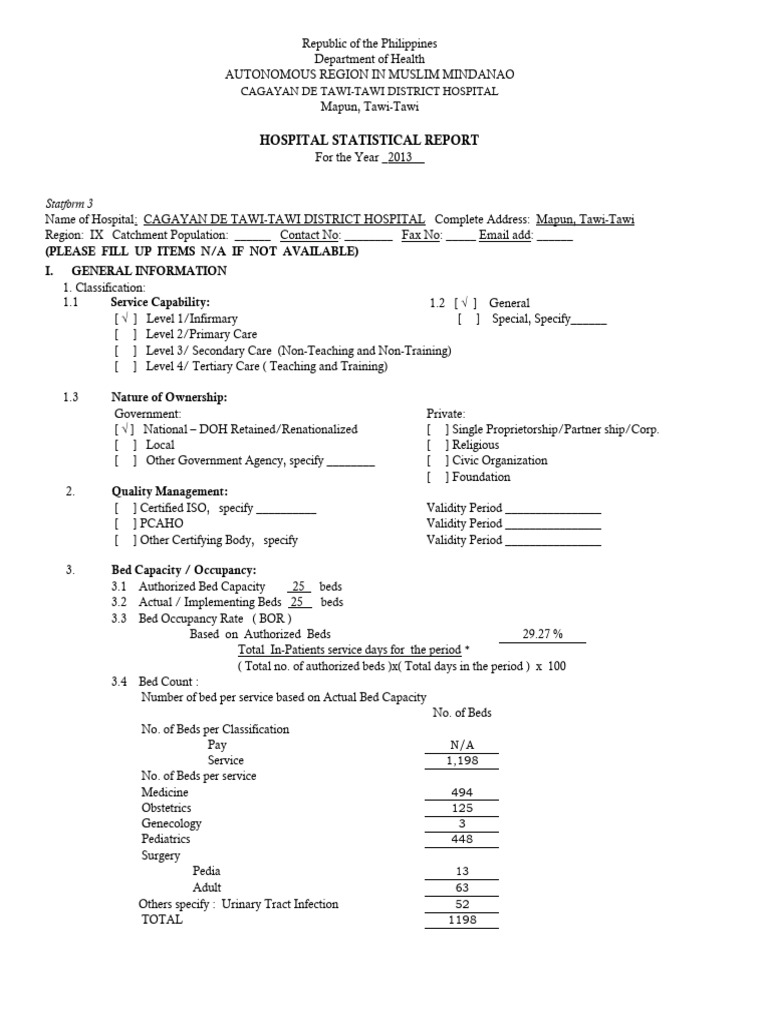 Hospital Statistic Report - Annually 2013 | PDF | Pneumonia | Pathology