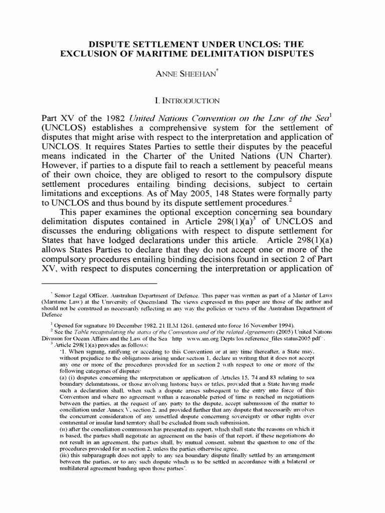 Dispute Settlement Under Unclos | PDF | United Nations Convention On ...