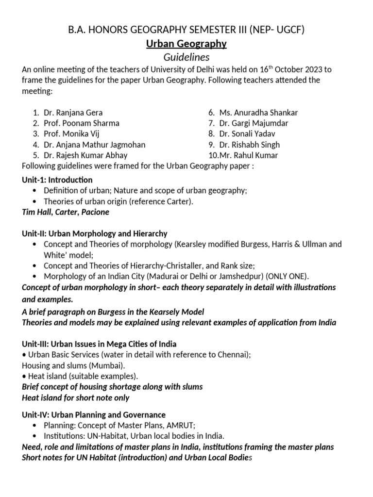 URBAN GEOGRAPHY GUIDELINES | PDF URBAN GEOGRAPHY GUIDELINES | PDF