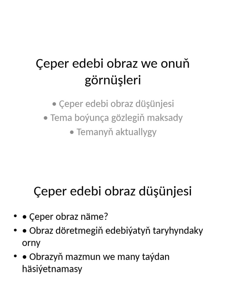 Çeper Edebi Obraz Slaydlar | PDF