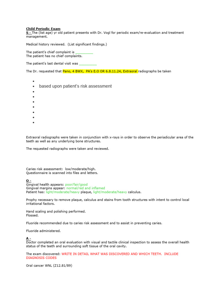 Child Periodic Exam | PDF
