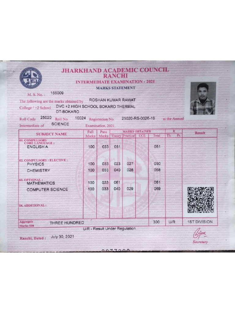 12th Marksheet Aug 27, 2022 (1) - 1 | PDF