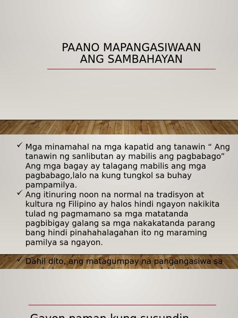 Paano Mapangasiwaan Ang Sambahayan | PDF