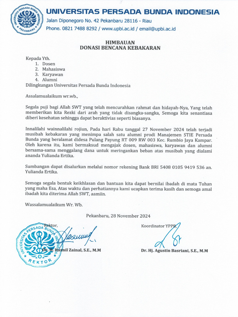 Himbauan Donasi Bencana Kebakaran | PDF