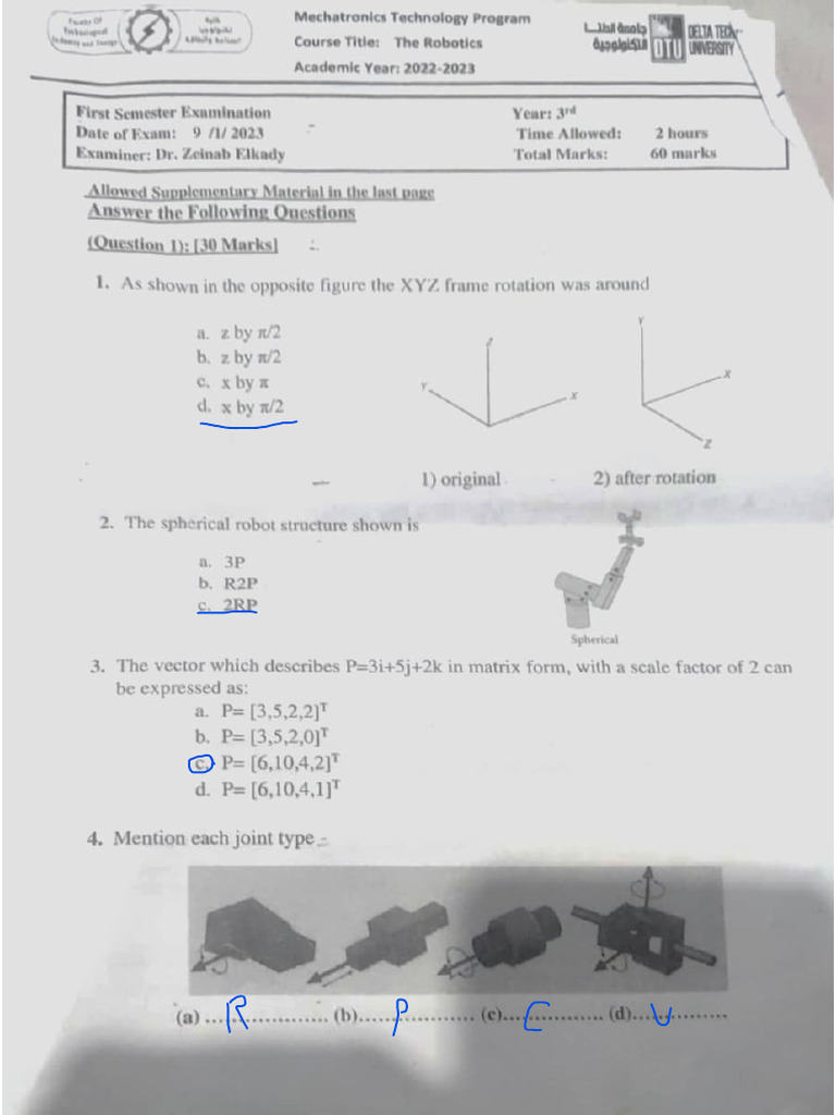 Robotics Final Exam | PDF