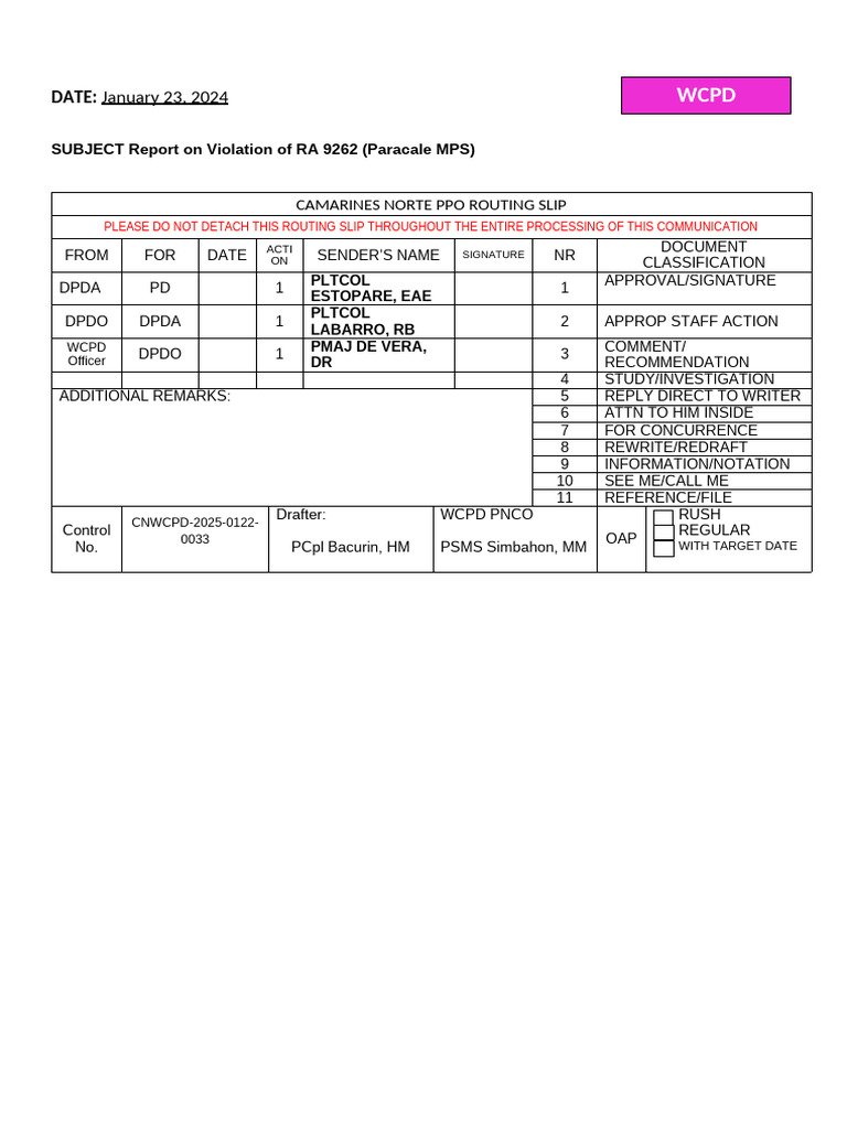 Routing slip (3) | PDF