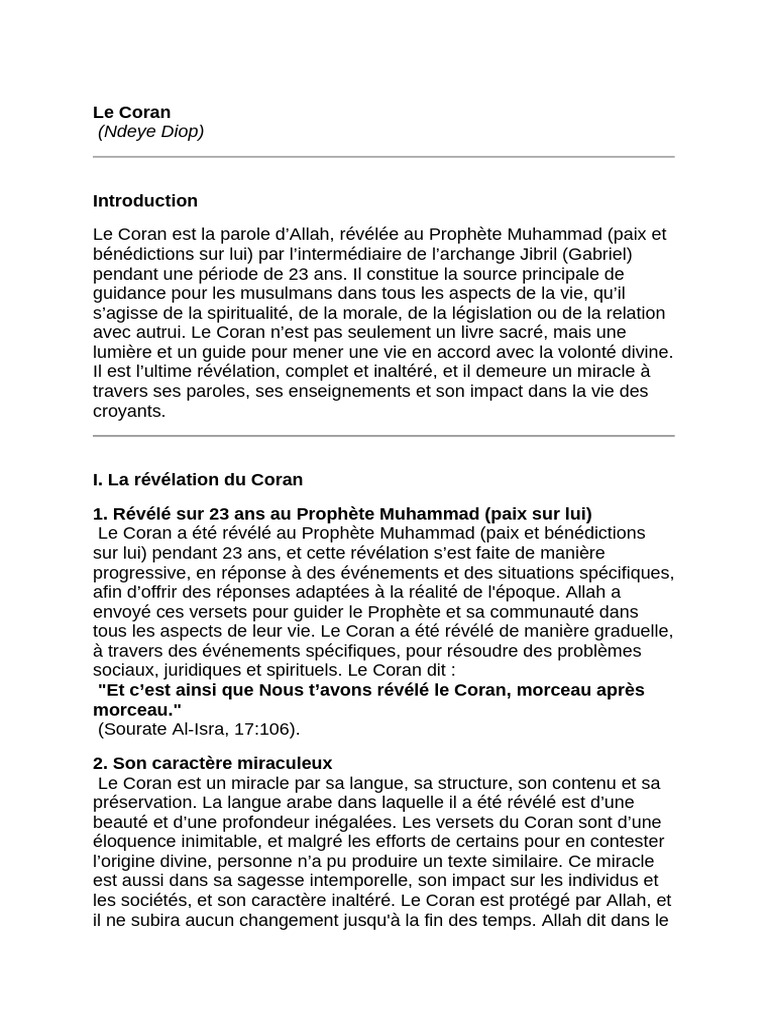 Le Coran | PDF | Coran | Islam
