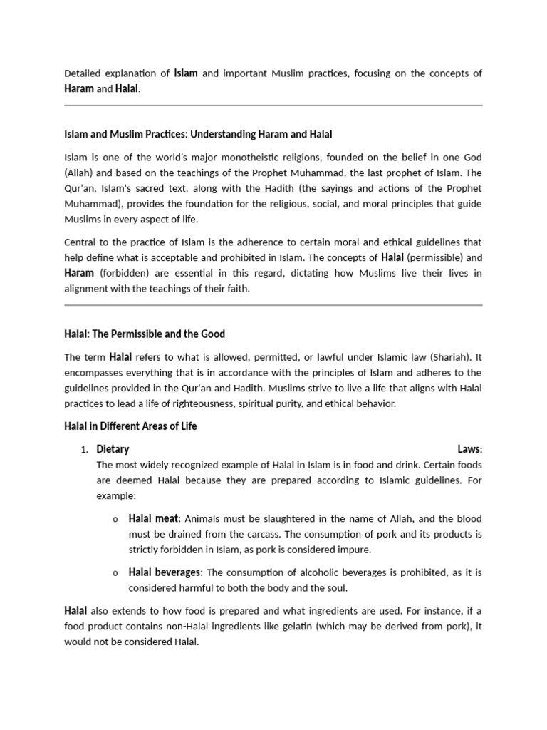 Understanding Halal and Haram in Islam | PDF
