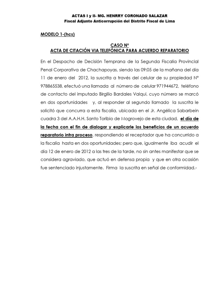 Elaboracion de Actas I y II Henrry Coronado Salazar | PDF | Fiscal ...