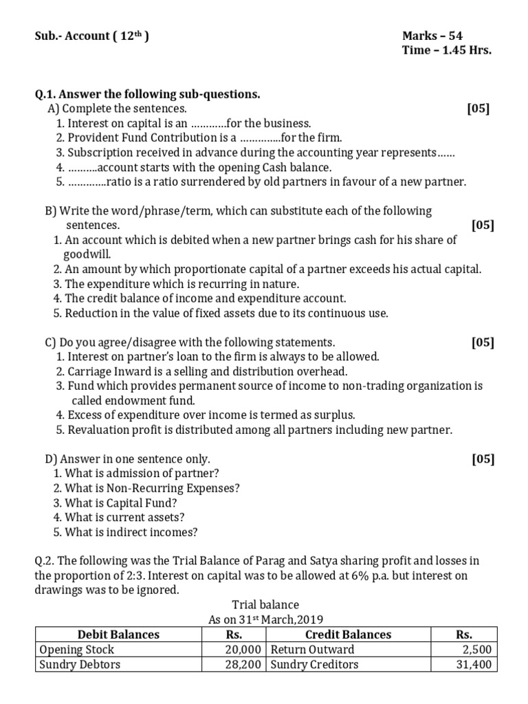 Paper - 6. Final Account, NPO & Admission | PDF | Expense | Debits And ...