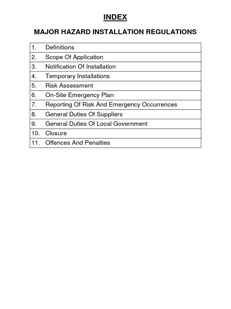 Major Hazard Installation Regulations | PDF | Risk Assessment ...