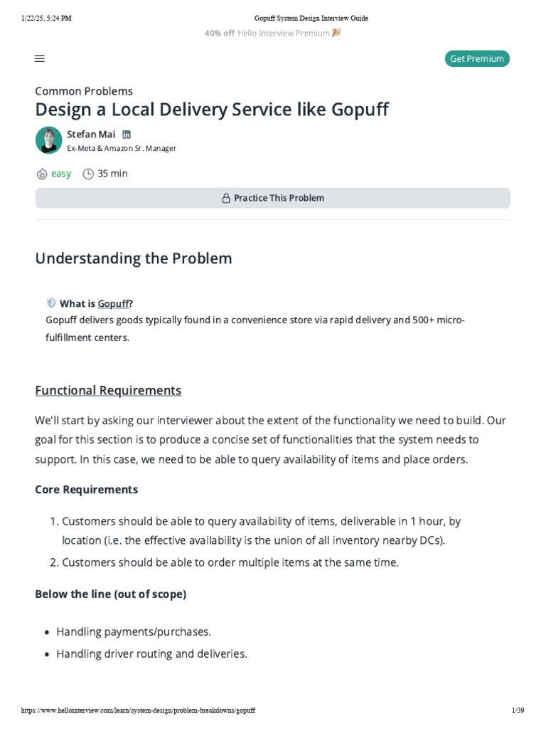 Gopuff System Design Interview Guide | PDF | Database Transaction ...