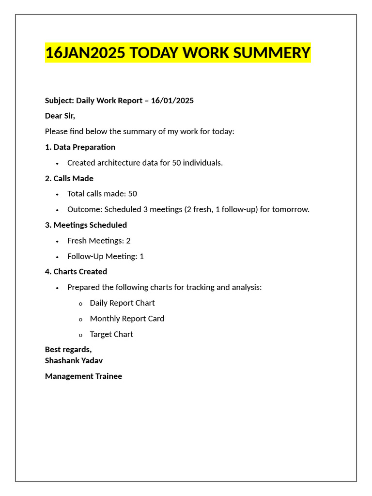 16jan2025 Today Work Summery | PDF