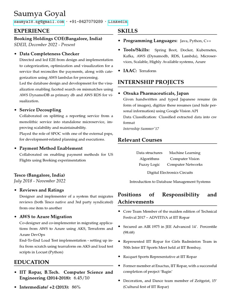SaumyaGoyal Resume | PDF | Amazon Web Services | Software Engineering