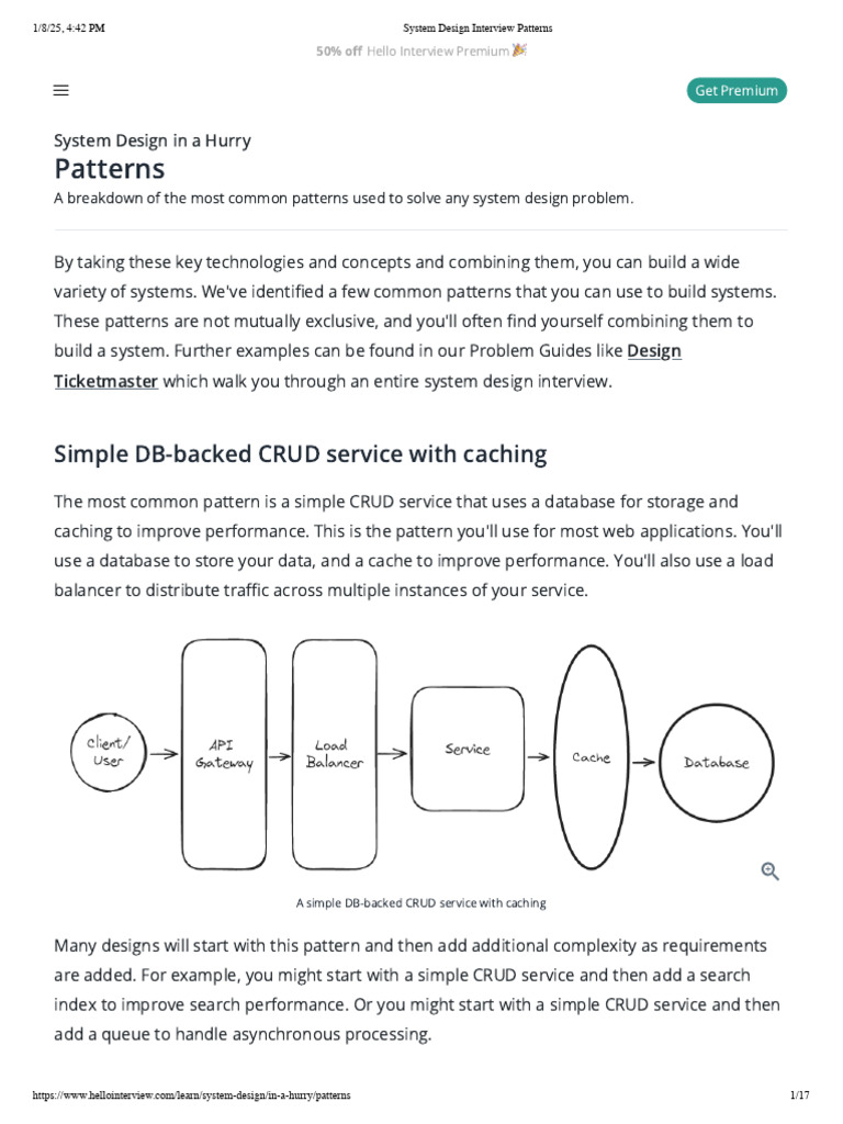 System Design Interview Patterns | PDF | Database Index | Cache (Computing)