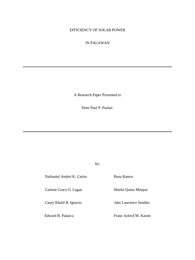 EFFICIENCY OF SOLAR POWER (Research) | PDF | Solar Power | Photovoltaics