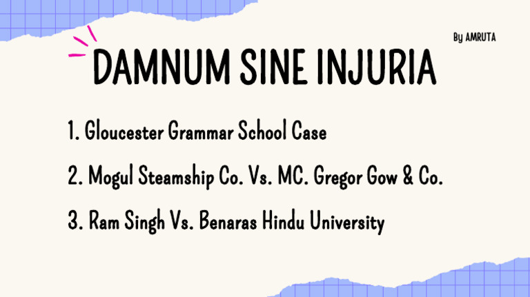 Key Cases on Damnum Sine Injuria | PDF
