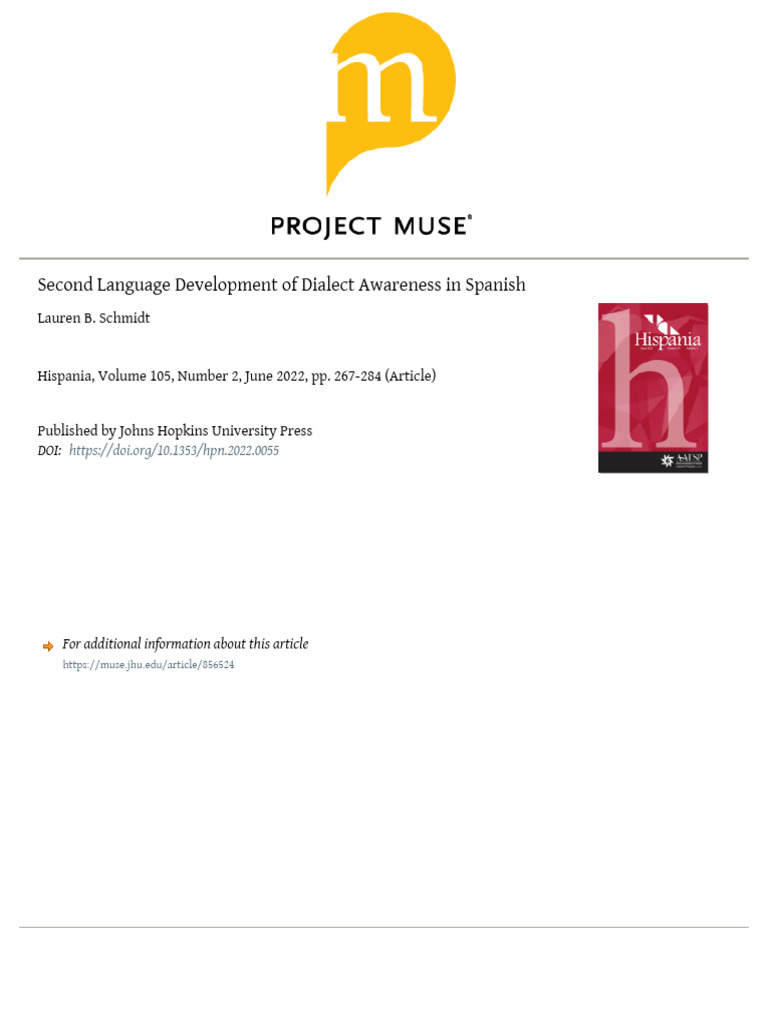 Second Language Development of Dialect Awareness in Spanish | PDF ...