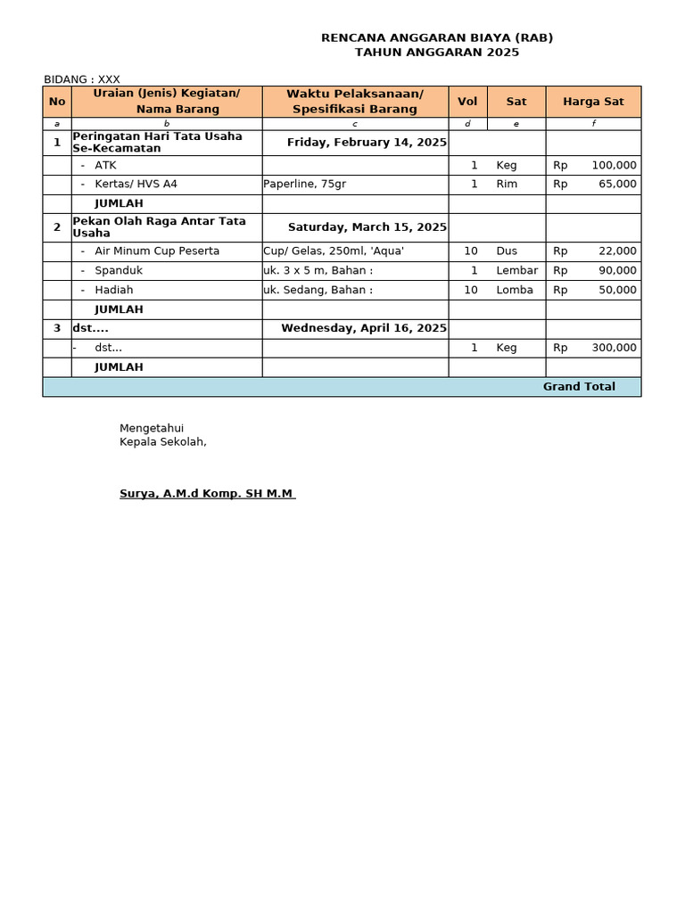 Format Pengajuan Kegiatan, Barang dan Alat | PDF