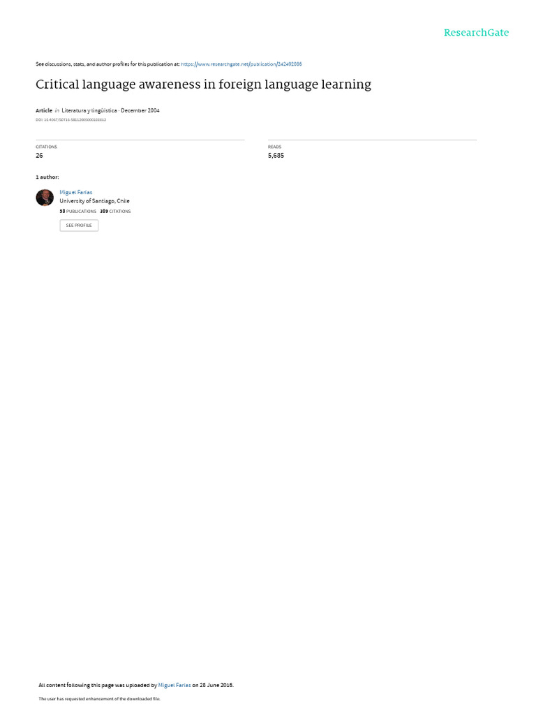 Critical Language Awareness in the foreign Language learnign | PDF ...
