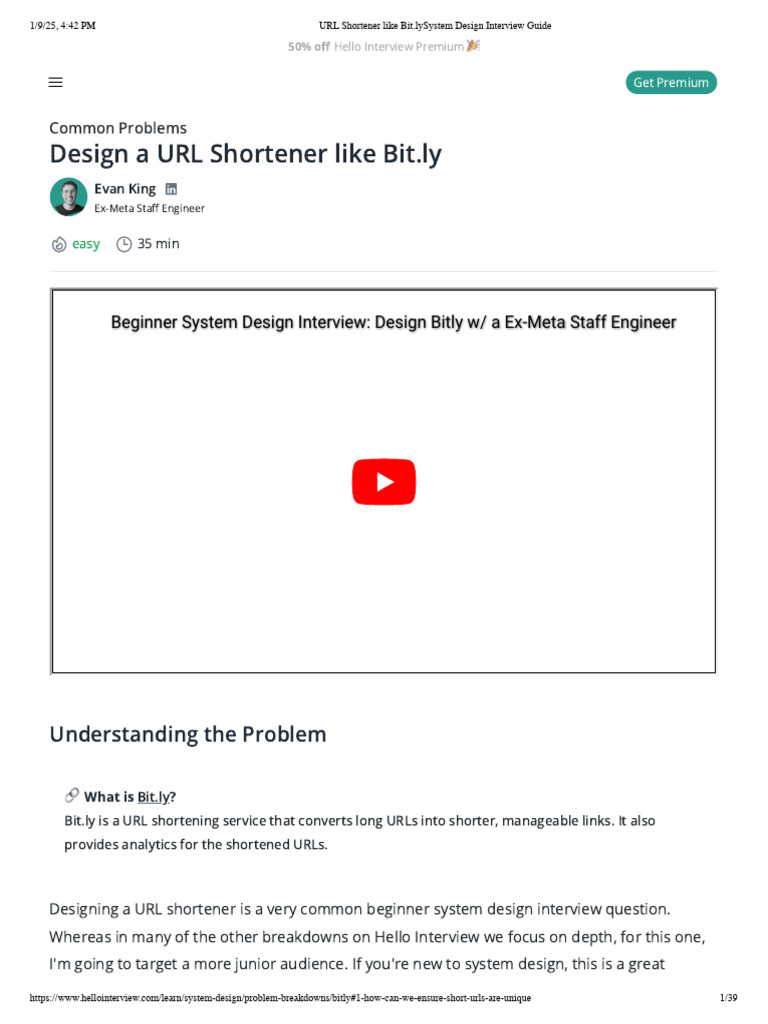 URL Shortener like Bit.lySystem Design Interview Guide | PDF | Database ... URL Shortener like Bit.lySystem Design Interview Guide | PDF | Database ...