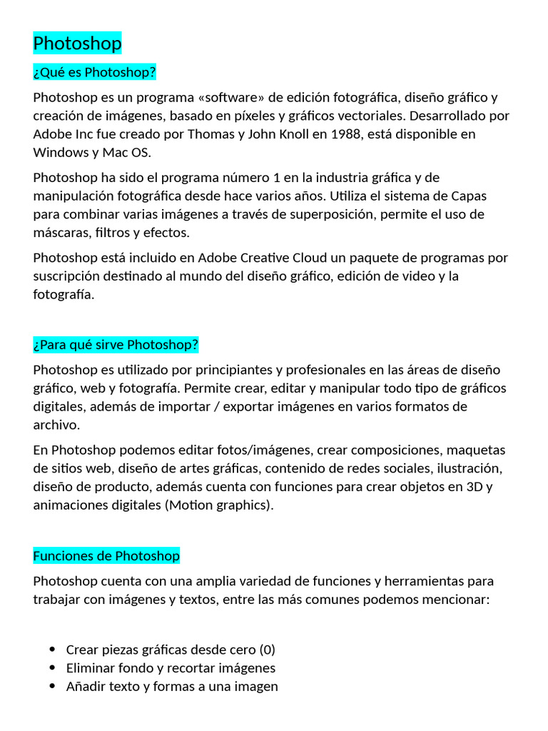 Qué es Adobe Photoshop | PDF | Adobe Photoshop | Informática