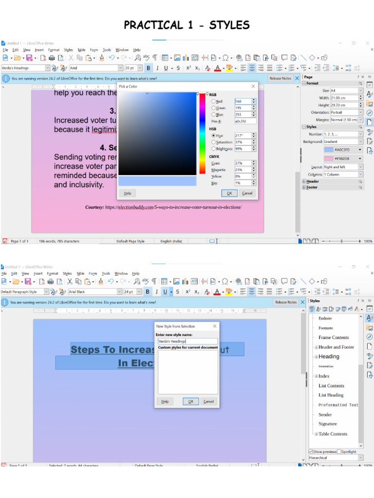 Practical 1 - Styles | PDF