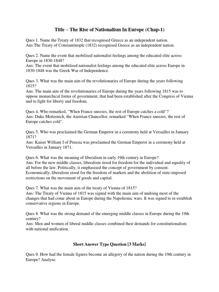 Nationalism in 19th Century Europe | PDF | First French Empire ...