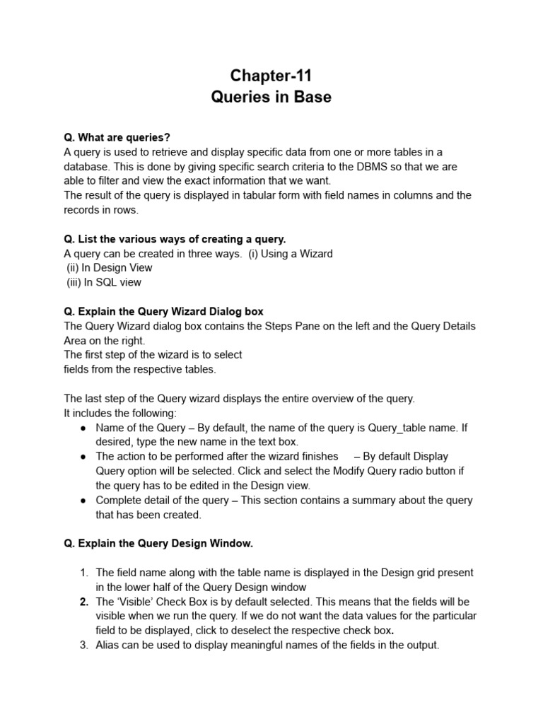 Chapter-11 Queries in Base | PDF | Information Retrieval | Databases