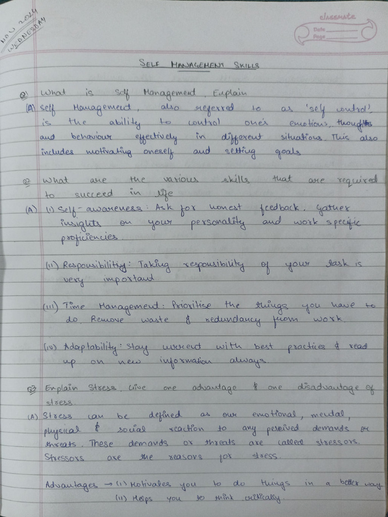 Self Management Skills | PDF